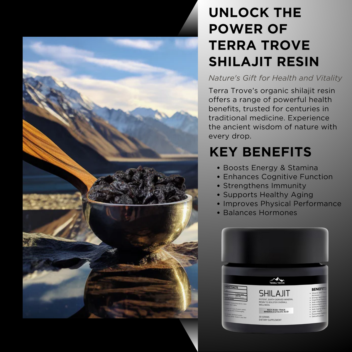 100% Pure Himalayan Shilajit Resin | 30 Grams | Terra Trove